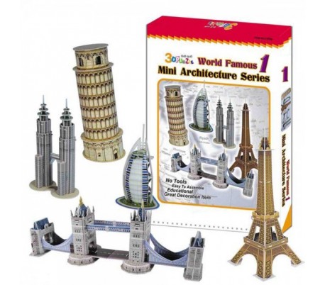 Puzzles 3D de monumentos de arquitectura mundial en version mini difer
